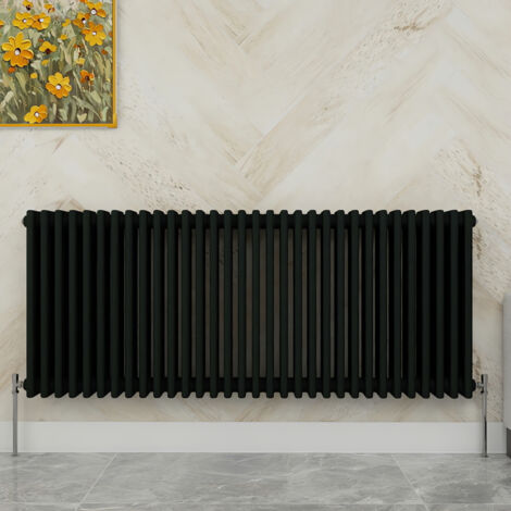 SKY Bathroom 600x1460mm 3 Column Radiator Horizontal Black Traditional ...