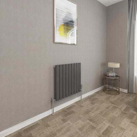 600x612mm Anthracite Single Flat Panel Radiator Horizontal Modern ...
