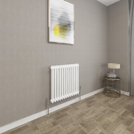 Traditional Cast Iron Style Radiator Horizontal 2 Column White 600x605mm