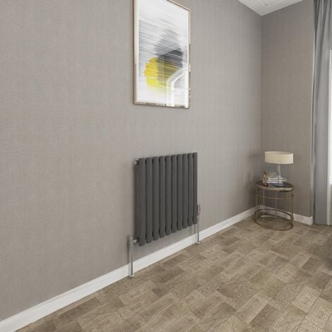 600x590mm Anthracite Single Oval Column Radiator Horizontal Modern ...