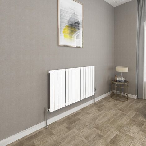 600x1020mm White Single Flat Panel Radiator Horizontal Modern Central ...