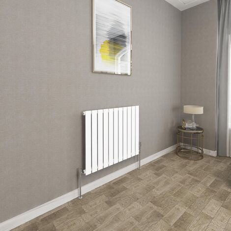 600x748mm White Single Flat Panel Radiator Horizontal Modern Central ...