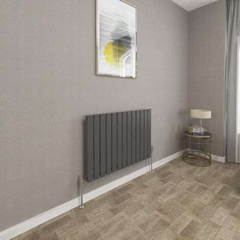 600x884mm Anthracite Single Flat Panel Radiator Horizontal Modern ...