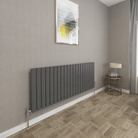 600x1428mm Anthracite Single Flat Panel Radiator Horizontal Modern ...