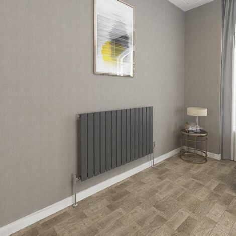 600x1020mm Anthracite Single Flat Panel Radiator Horizontal Modern ...