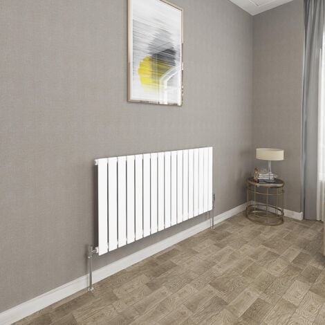 600x1156mm White Single Flat Panel Radiator Horizontal Modern Central ...