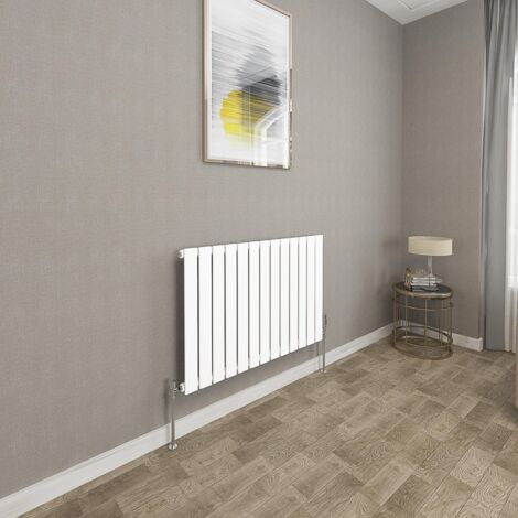 600x884mm White Single Flat Panel Radiator Horizontal Modern Central ...
