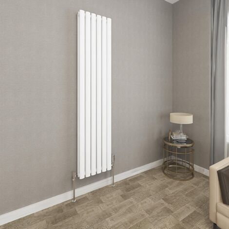 1600x354mm White Double Oval Column Radiator Vertical Modern Central ...