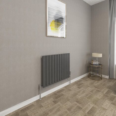 600x748mm Anthracite Single Flat Panel Radiator Horizontal Modern ...