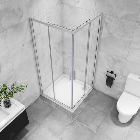 70x70x185cm AICA Corner Entry Shower Enclosure sliding shower cubicle ...