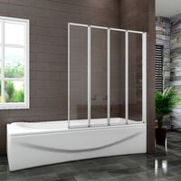 Bathroom 4 Panel Folding Bath Shower Screen Chrome 1000mm Reversible 4mm Glass