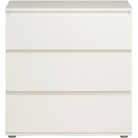 Commode de chambre contemporaine Sven blanche avec 3 tiroirs 77 x 82 x ...