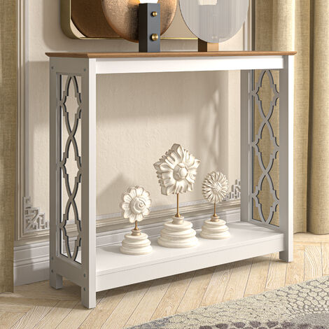 GALANO Nova Console Table - White + Beaufort Oak