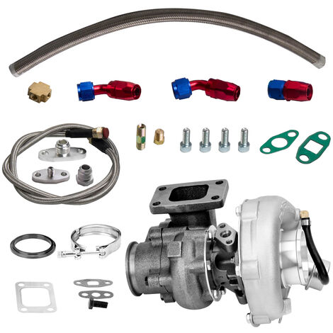 T3 T4 T3T4 TO4E Turbo Turbocharger .63 A/R + Oil Drain Return + FEED ...