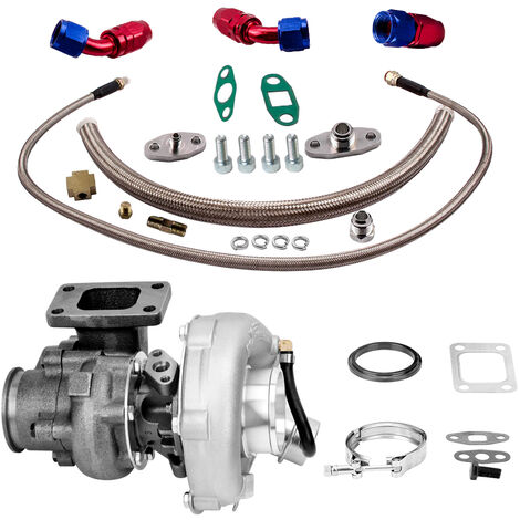 T3 T4 T3T4 TO4E Turbo Turbocharger .63 A/R + Oil Drain Return + FEED ...