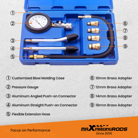 8tlg Benzin Motor Zylinder Druck Tester Auto Compression Gauge Test Kit