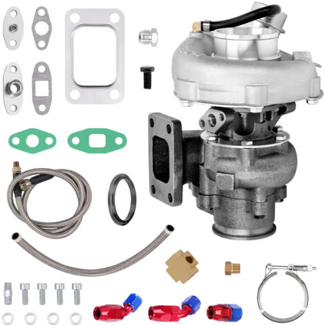 T3 TO4E Turbo Turbocharger .63 A/R + Oil Drain Return + FEED Line Kit