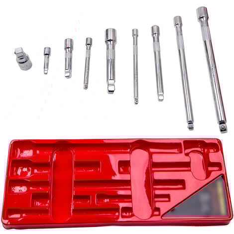 9pieces Heavy Duty 3/8" 1/4" 1/2" disque Wobble Extension Bar Set Socket Ratchet