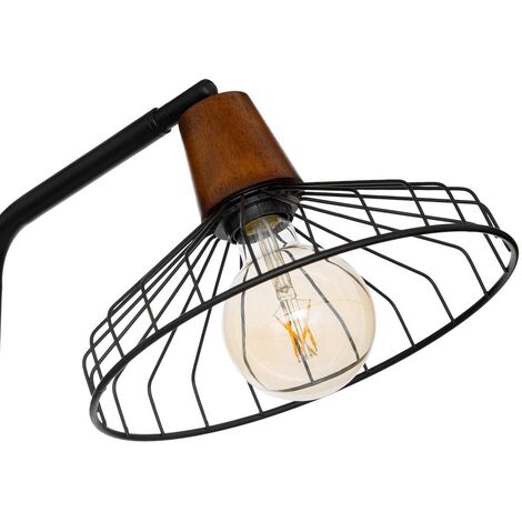 Lampadaire Bois Et Metal Noir