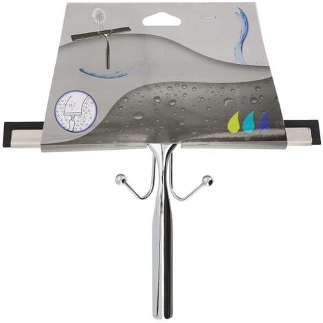 Raclette avec manche acier inoxydable support ventouse - chrome - Tendance