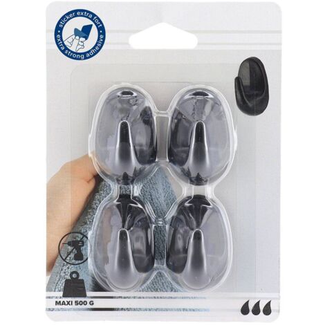 Set de 4 crochets abs 3m - noir - Tendance