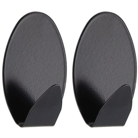 Set de 2 crochets acier inoxydable 3m oval peint - noir - Tendance