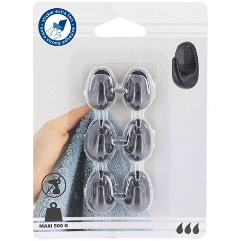 Set de 6 crochets abs 3m - noir - Tendance