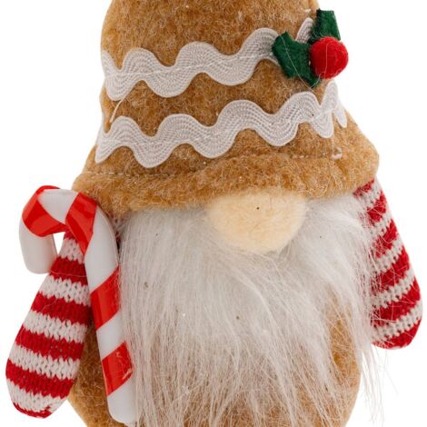 Sujet gnome pain d'épice textile H.14cm - Atmosphera créateur d'intérieur