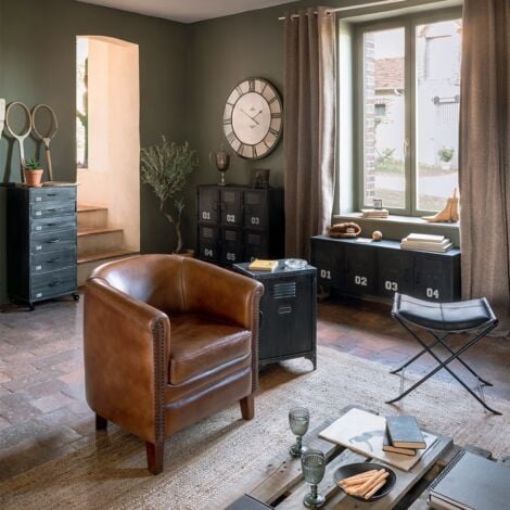 Table de chevet Sevin métal gris H58cm - Atmosphera créateur d'intérieur