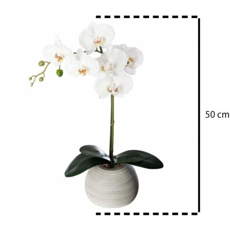 Orchidée artificielle pot ciment H53cm - Atmosphera créateur d'intérieur