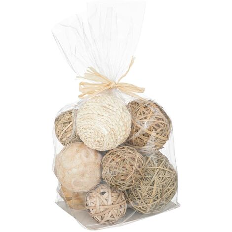 Boule déco beige 16x16cm - Atmosphera créateur d'intérieur