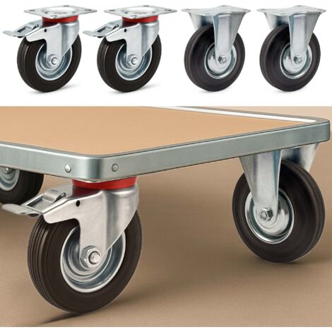 Wiltec Kit 4x Roulette – 2x Pivotantes double arrêt et 2x Fixes ...