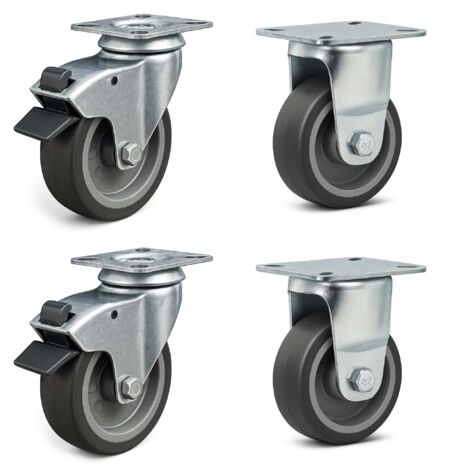 Wiltec Kit de 4 Roulettes – Ø 75 mm – Capacité de charge 75 kg – 2 x ...