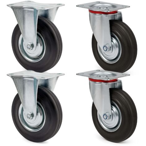 Wiltec Kit de 4 Roulettes – Ø 125 mm – Capacité 100 kg – 2x Roulette ...