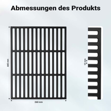 Wiltec Grille BBQ Carrée 26 x 44,5 cm – en Fonte – Barbecue Charbon de bois ou à gaz – Grillade ...