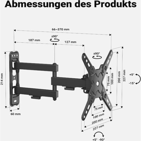 Wiltec Support TV mural pour Écrans 13"-55" – Fixation murale TV ...