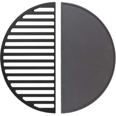 Wiltec Kit Barbecue et Plaque de gril BBQ semi-circulaires – 55 x 26,5 x 1,5 cm – en Fonte – BBQ ...