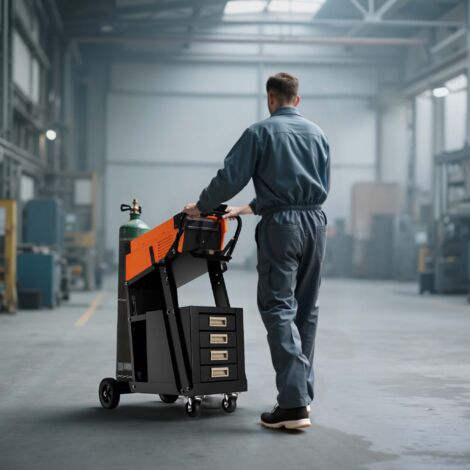 Wiltec Chariot de poste à souder mobile – avec 4 roues, 4 tiroirs et ...