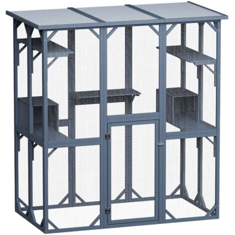 Wiltec – Enclos extérieur pour chats 170 x 88 x 180 cm – Bois de sapin ...