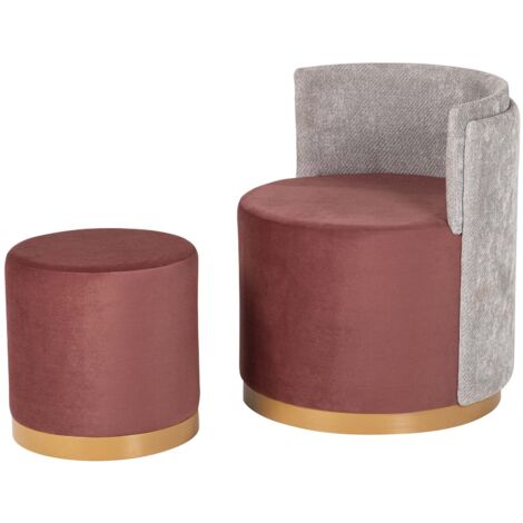 Set Butaca Y Puff Velvet 61x61x70 40x40x40 Cm