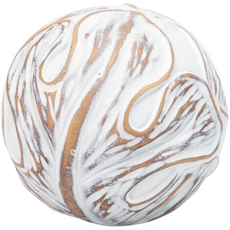 Bola Resina Blanco Marron Hojas 11x11x11 Cm