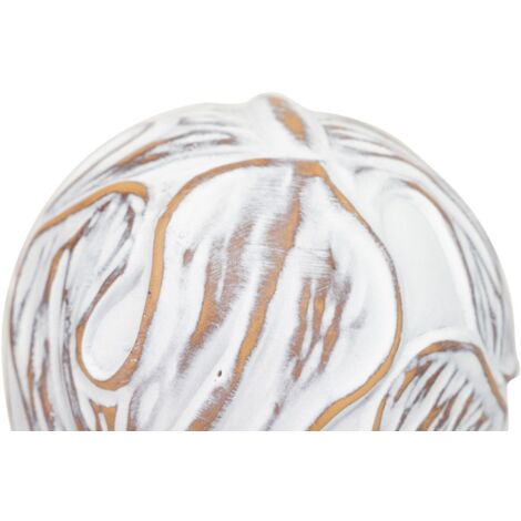 Bola Resina Blanco Marron Hojas 11x11x11 Cm