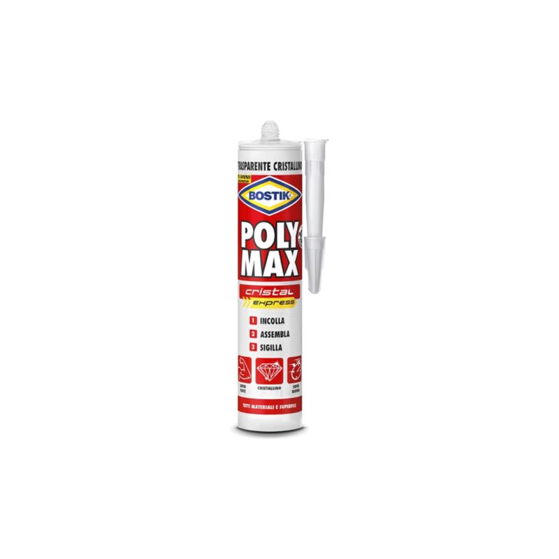 Cartouche Bostik 300 gr Mastic silicone Polymax Cristal Max pour pistolet