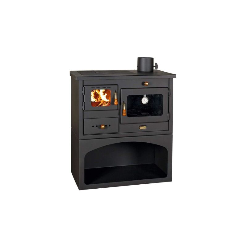 Prity – Poêle à bois avec four 14 kW – Acier émaillé noir – Volume ...