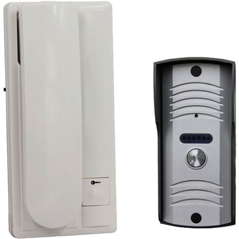 Kit d'interphone unifamilial blanc 12 V a' deux fils en PVC et me'tal ...