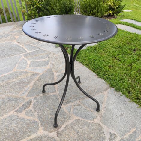 Table basse ronde Sorrento en acier peint noir mat 60x70 cm table de ...