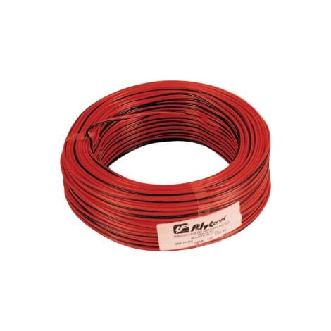 bobine 100 mtl CA ble A lectrique plat Hi-Fi section 2x0,5 mm Rouge noir