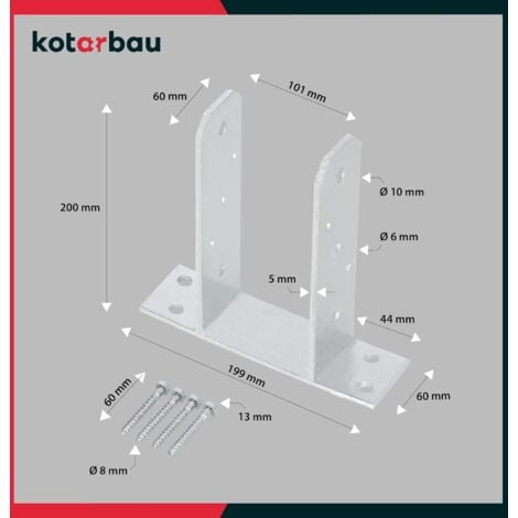 KOTARBAU® Support de Poteau en U 100 mm Support Poteau a Visser ...