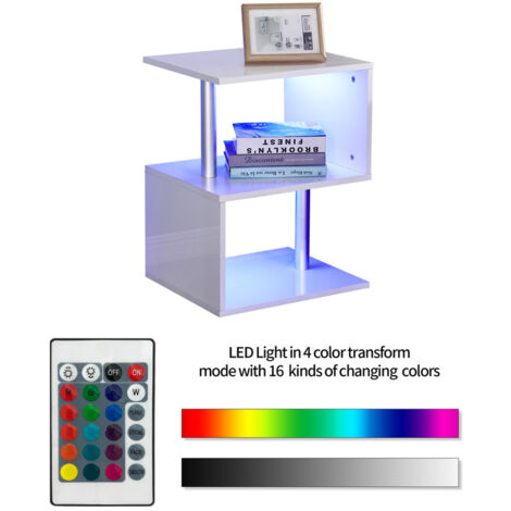 Bedside Table, S Shape End Side Table, Nightstand Living Room Bedroom ...