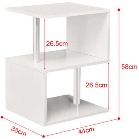 Bedside Table, S Shape End Side Table, Nightstand Living Room Bedroom ...